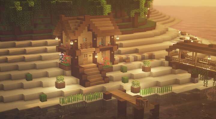 Starter Cottage in front of the Sea [Vanilla - 600x600 map] Minecraft Map