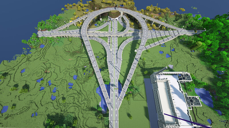 2 large highway interchange and road junction Minecraft Map