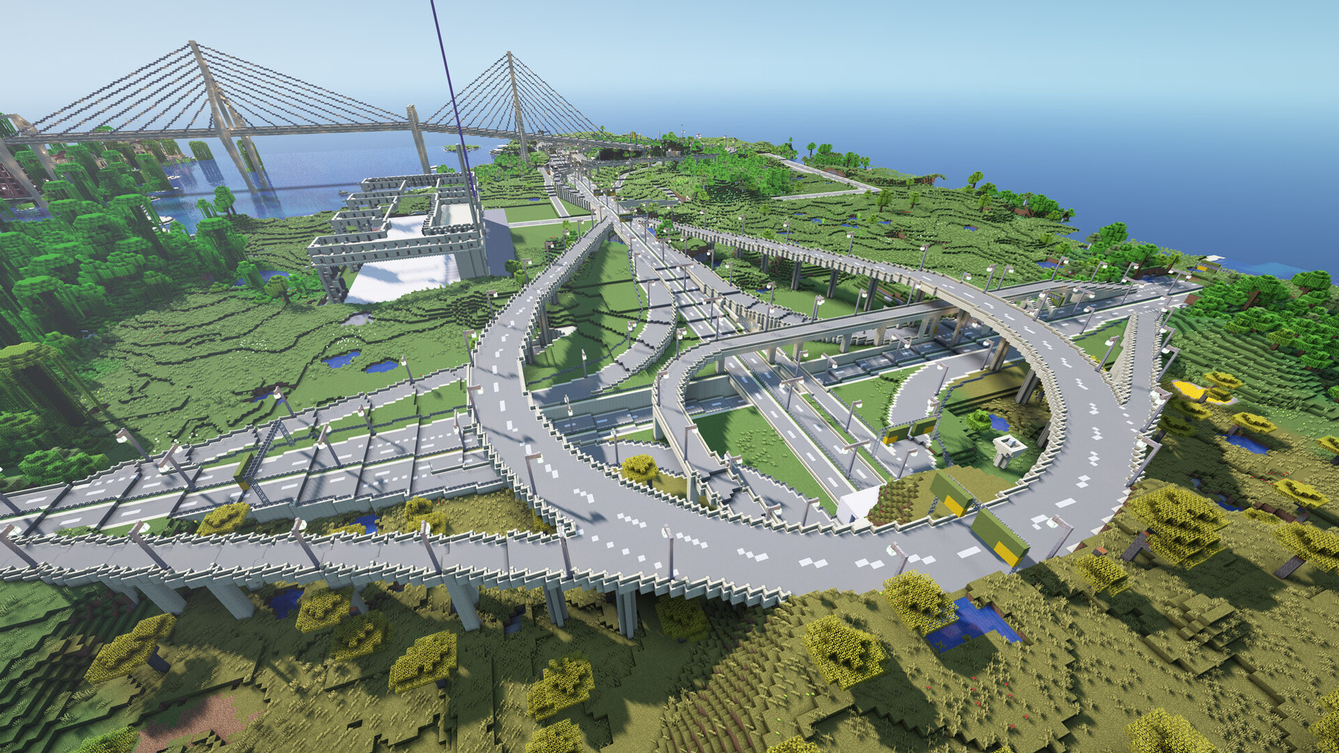 2 large highway interchange and road junction Minecraft Map