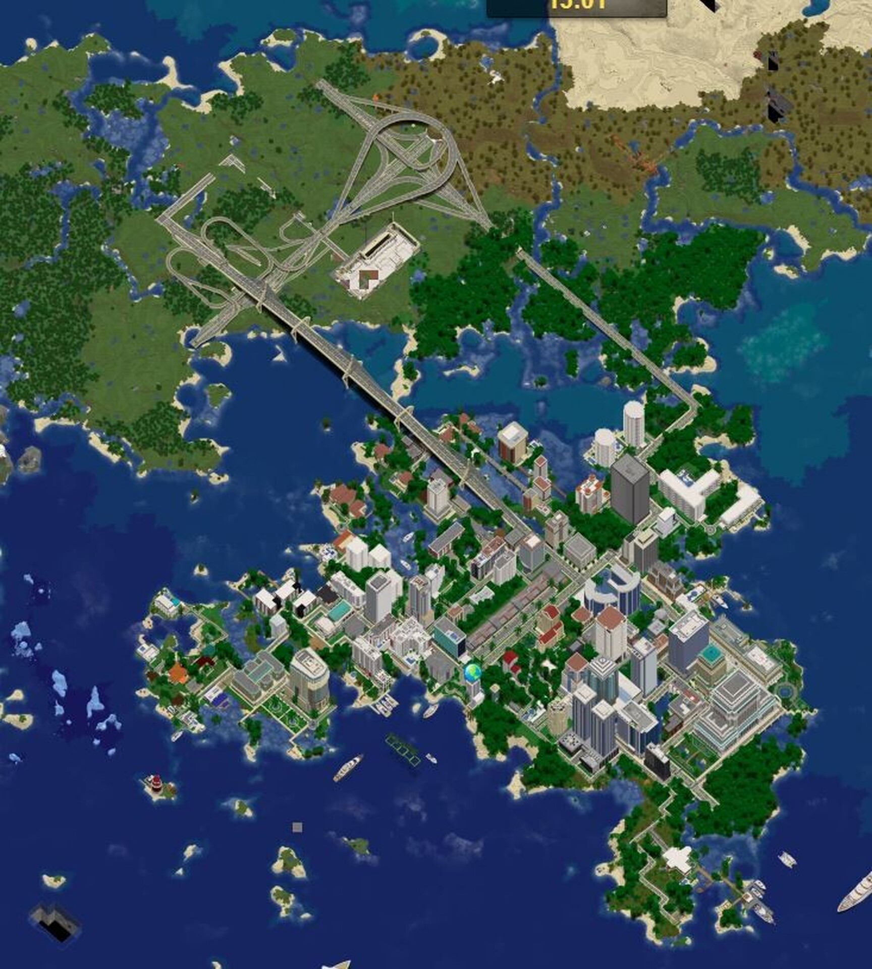 2 large highway interchange and road junction Minecraft Map