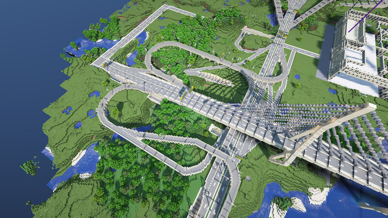 2 large highway interchange and road junction Minecraft Map
