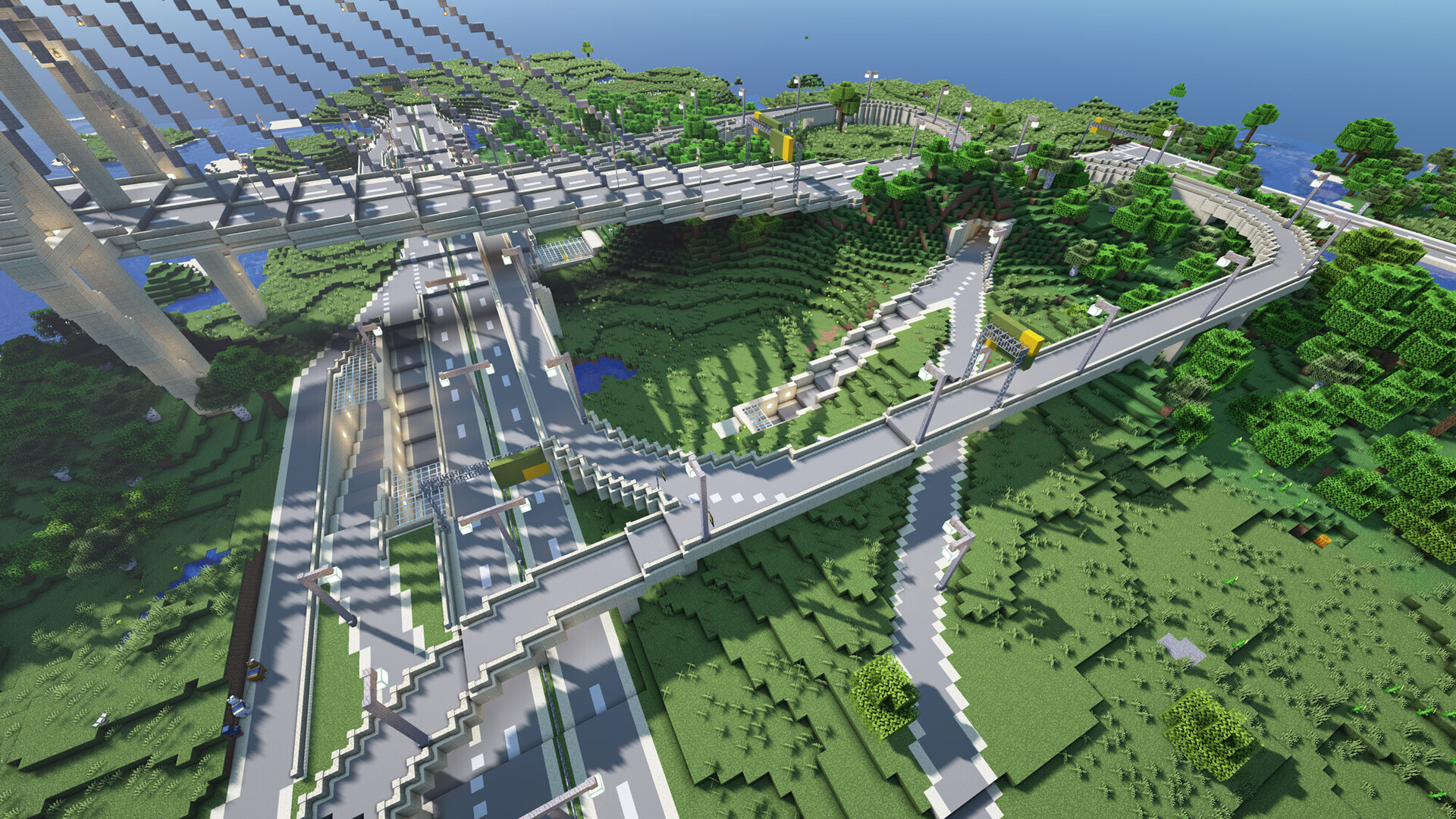 2 large highway interchange and road junction Minecraft Map