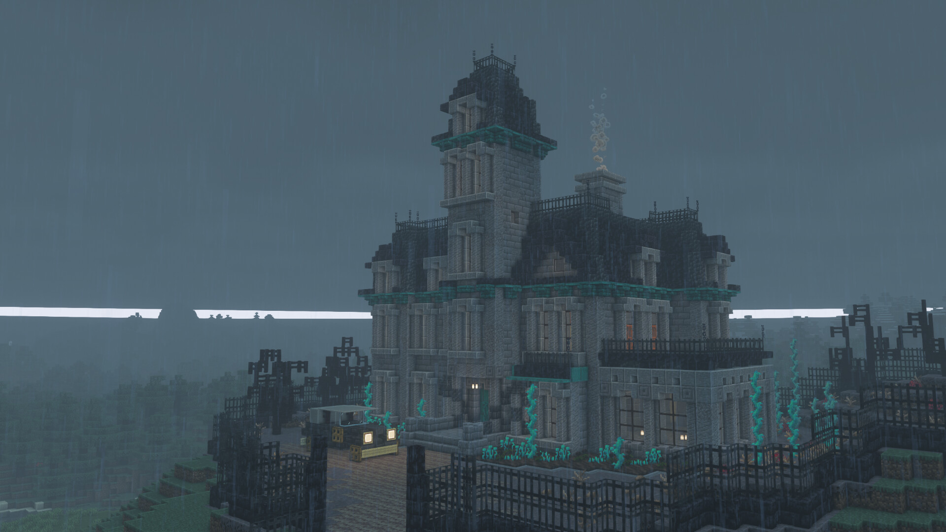 Spooky Addams Family House build - Halloween Haunted House Minecraft Map