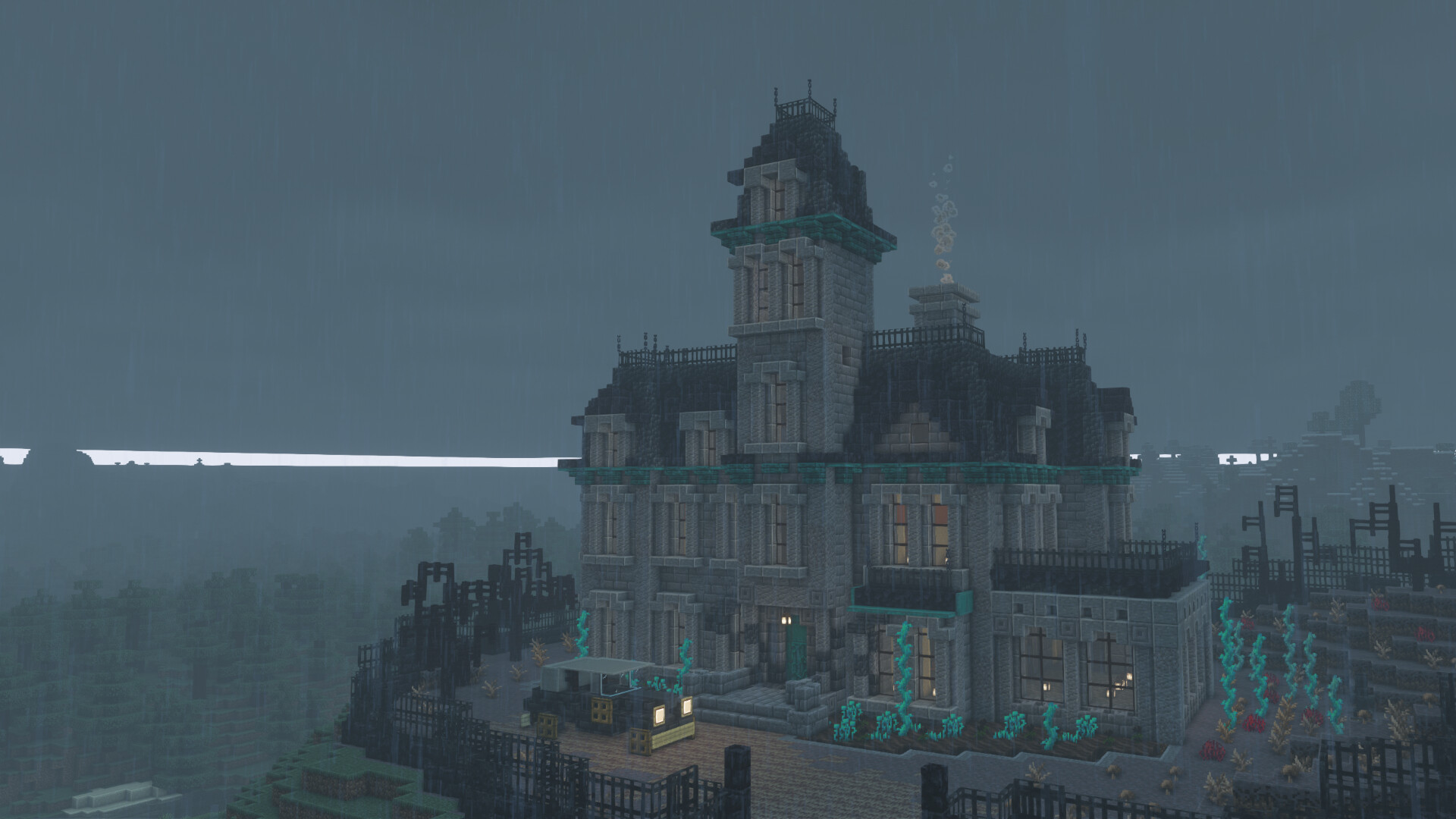 Spooky Addams Family House build - Halloween Haunted House Minecraft Map