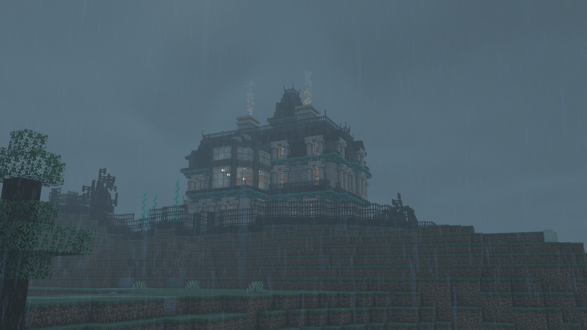 Spooky Addams Family House build - Halloween Haunted House Minecraft Map