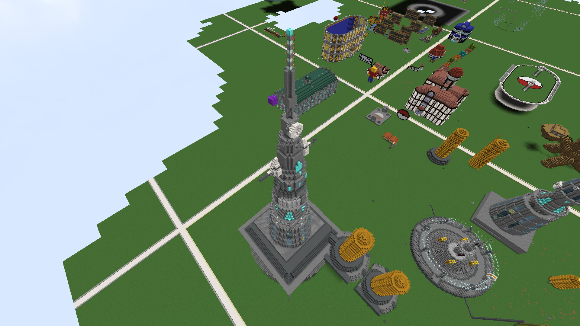 communication tower partial underground Minecraft Map