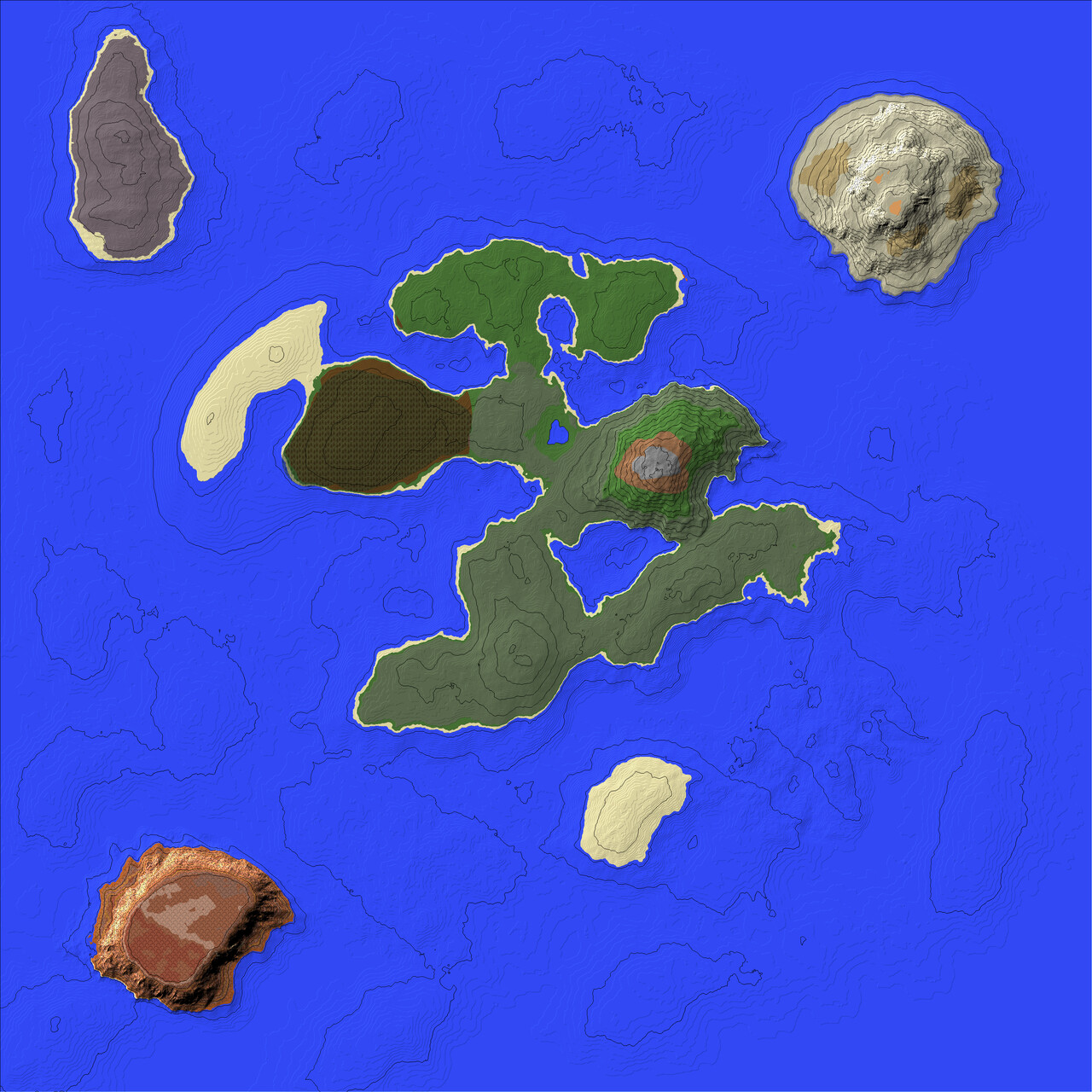 Island with Large custom Village and Sea Port Minecraft Map