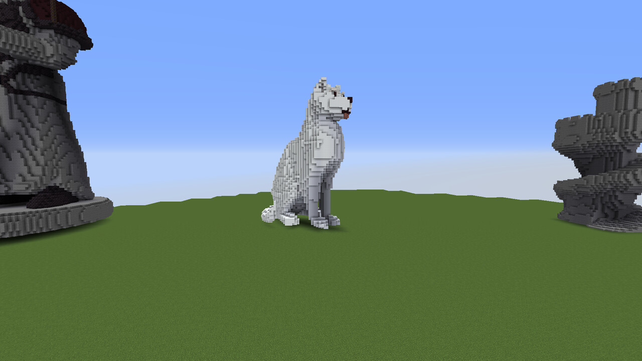 sitting white dog Minecraft Map