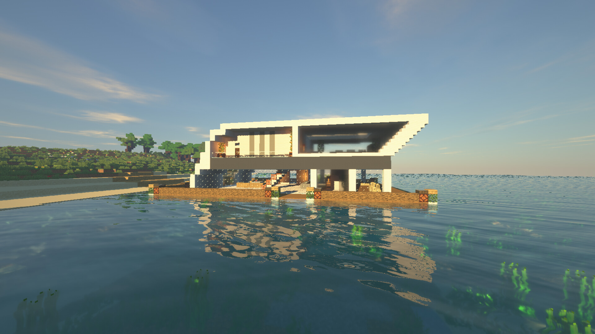 Modern Mansion 4 - Modern Beach Mansion/Modern House Minecraft Map