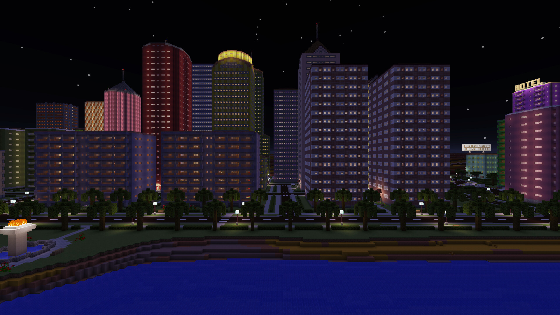 Canyon City at night Minecraft Map