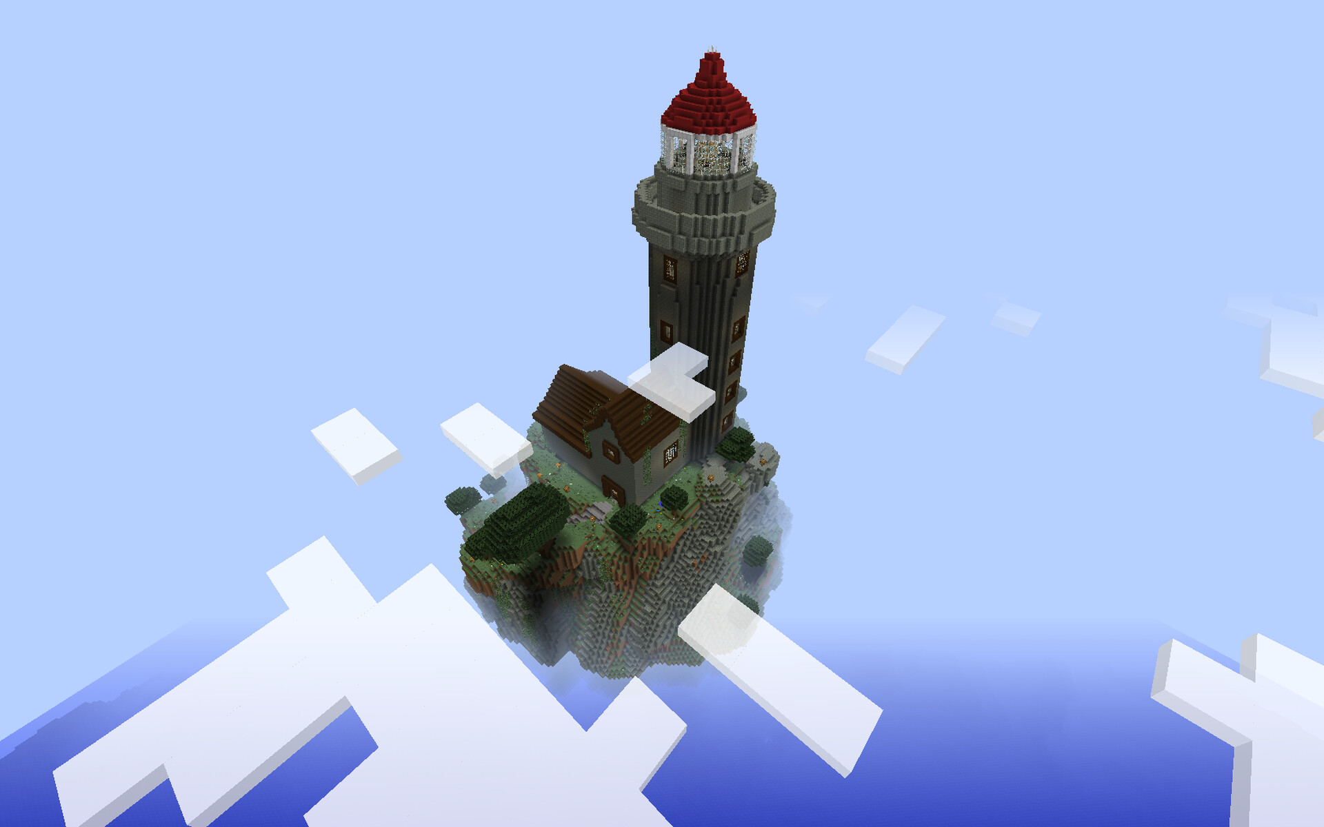 giant lighthouse on island - schematic download Minecraft Map