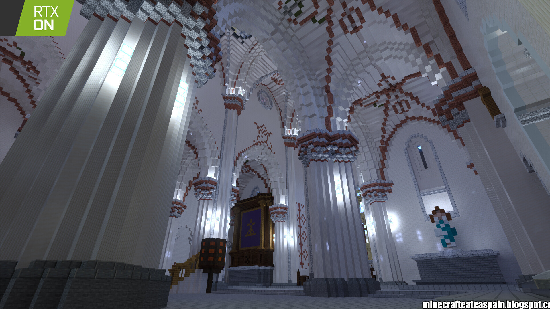 Replica in Minecraft RTX: Church of Santiago Apostol de Villamoron ...