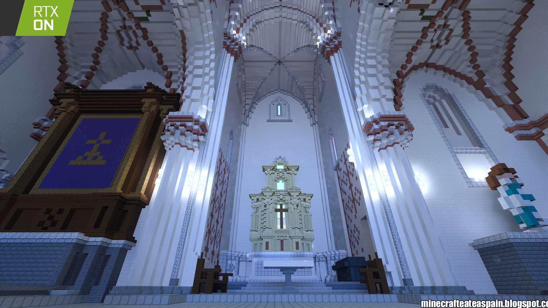 Replica in Minecraft RTX: Church of Santiago Apostol de Villamoron ...