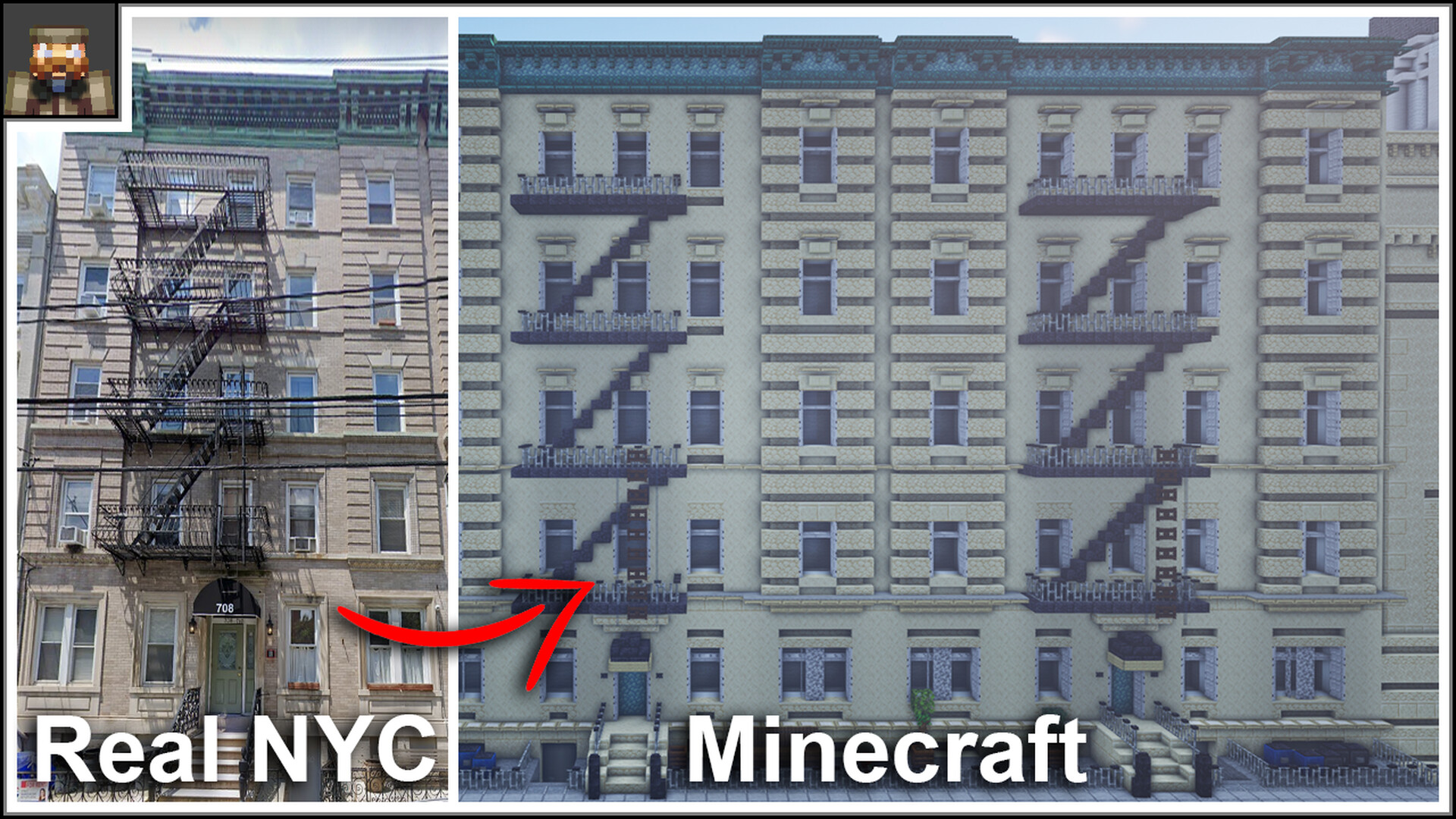 I recreated a NYC apartment building 1:1 in minecraft. [Video link in ...