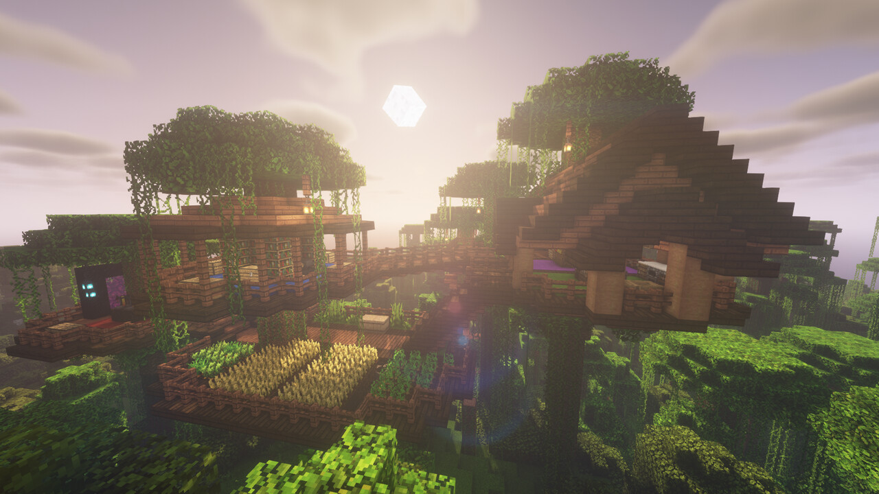 Jungle Treehouse Starter Base Minecraft Map