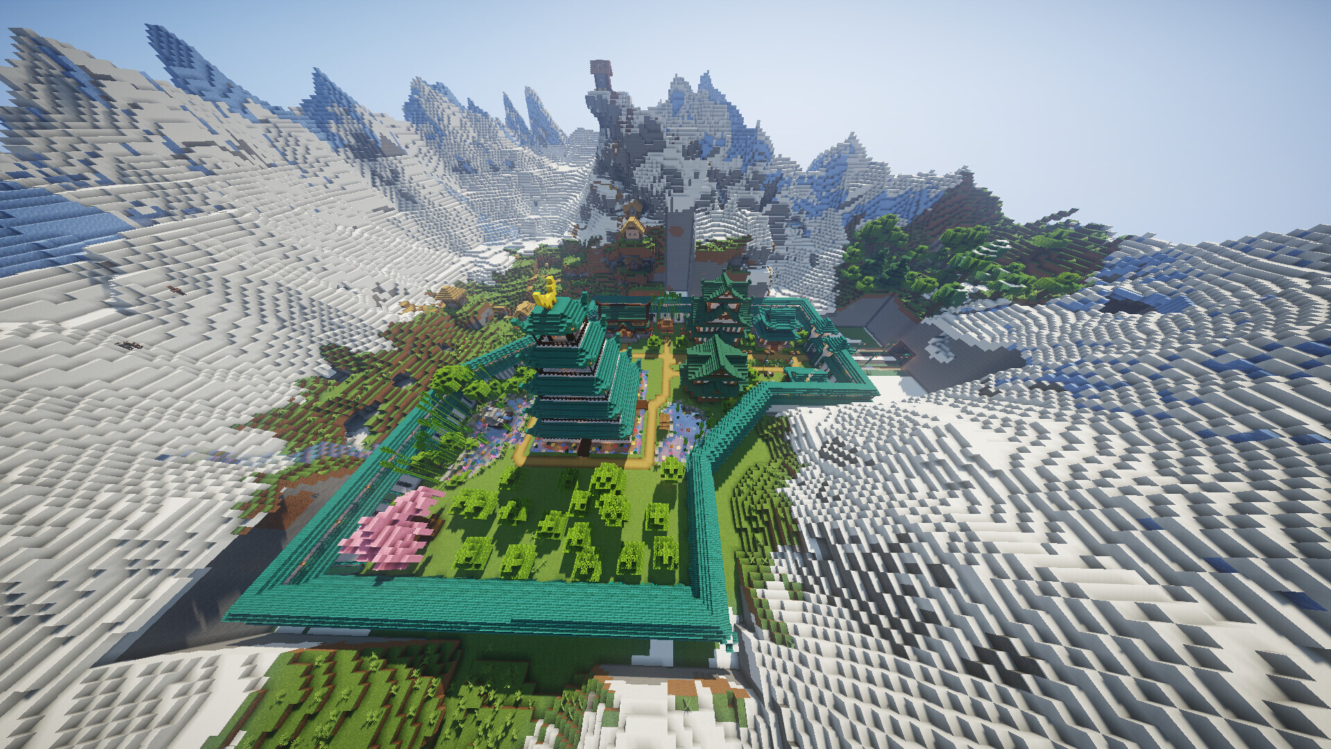 Base Japonesa Amurallada en las Montañas Minecraft Map