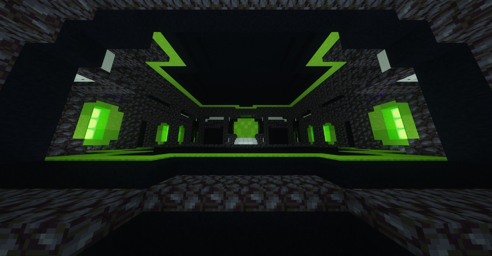 Spawn Lobby in Green and Black Minecraft Map