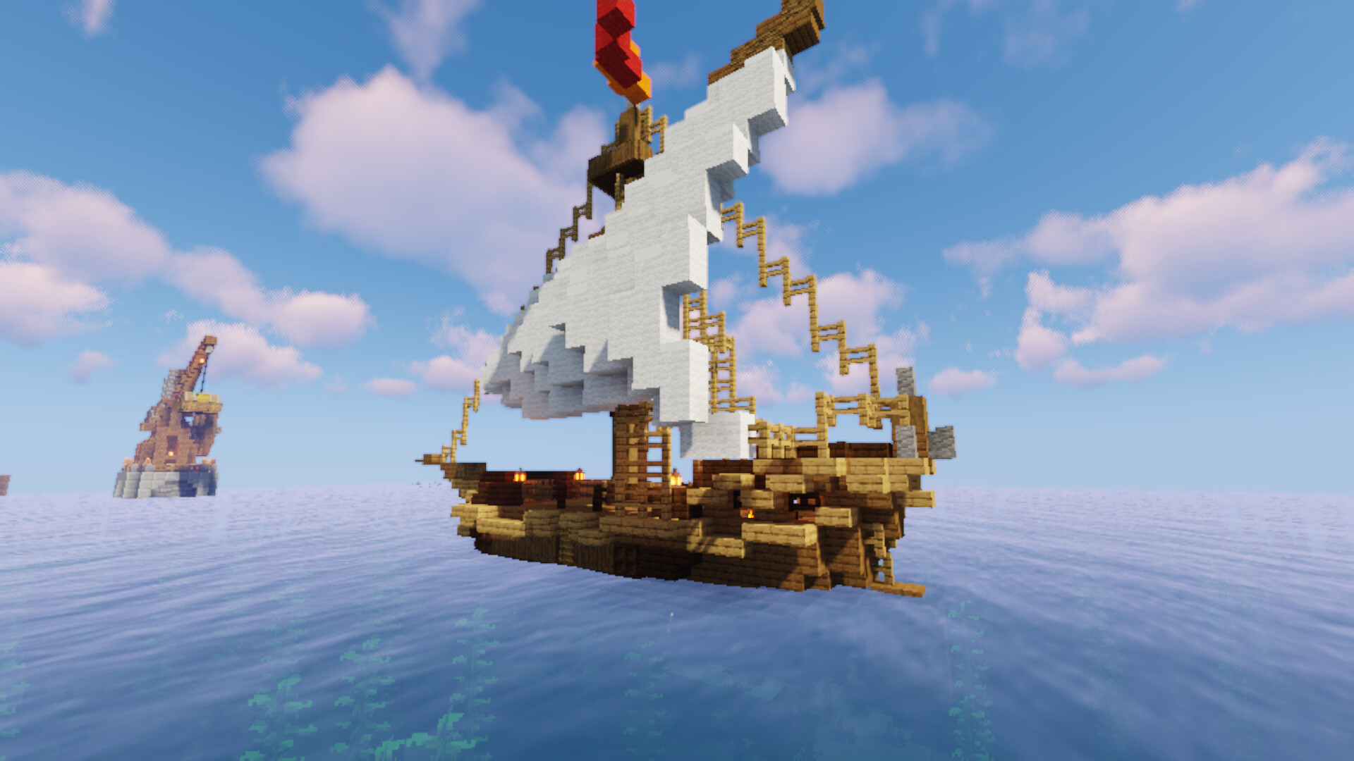 Dhow Sailship , Ancient Boat Minecraft Map