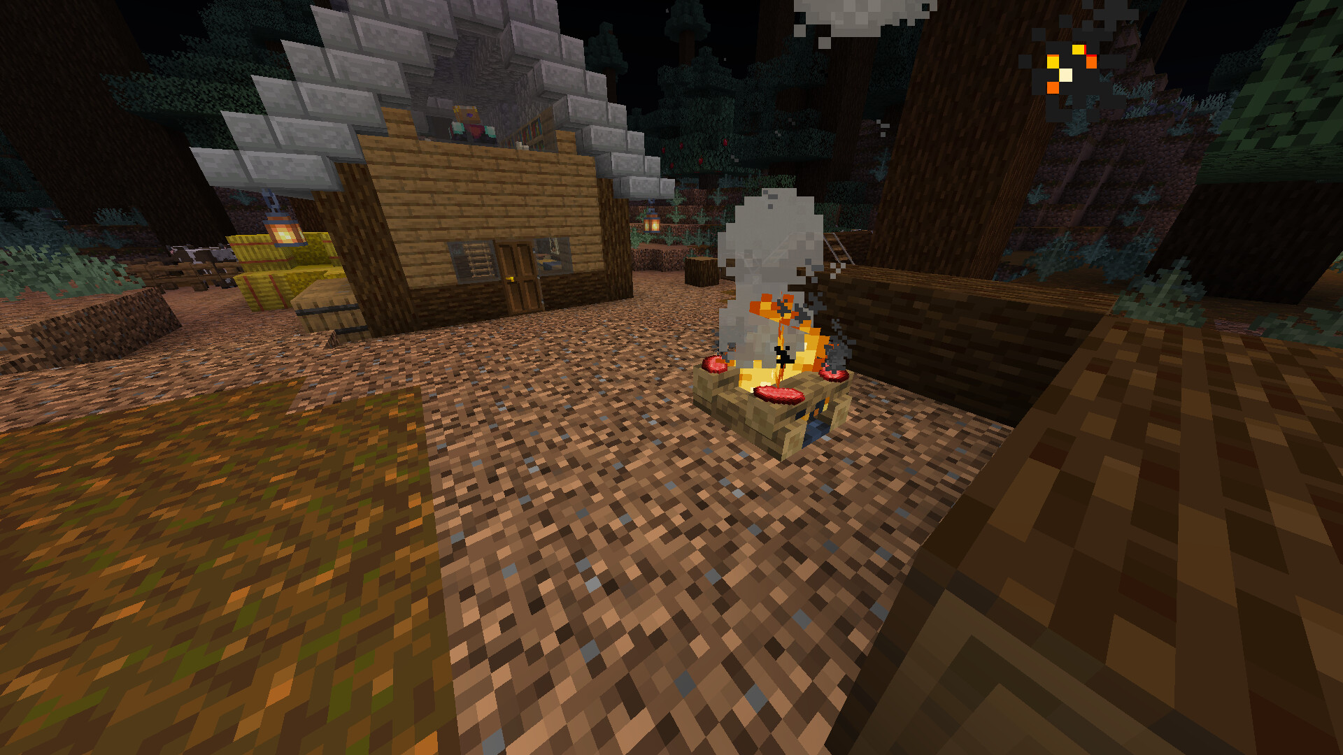 slightly advanced log cabin near village Minecraft Map