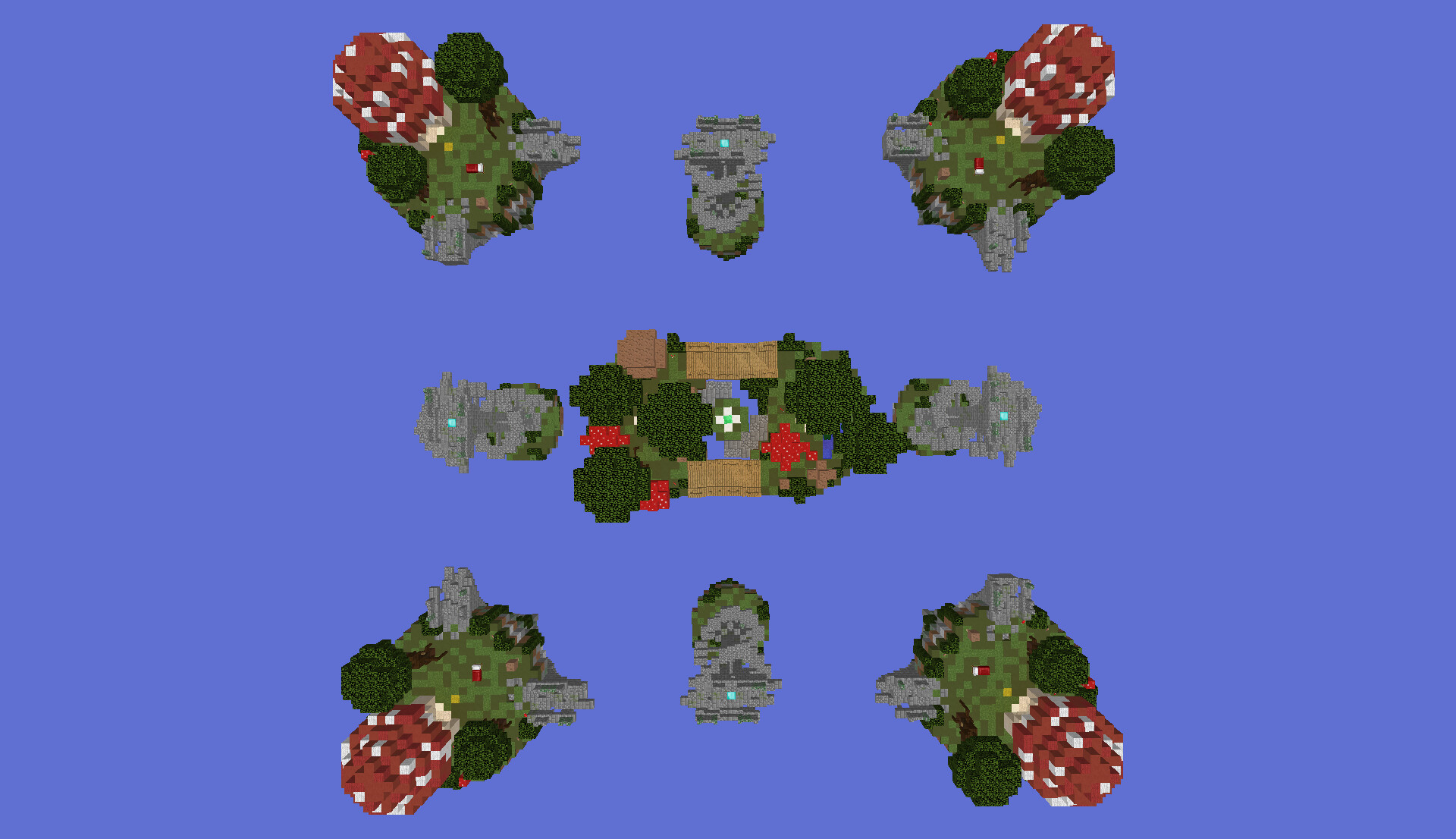 Mushroom 4x4 or 4x3 Bedwars map (Hypixel layout) Minecraft Map