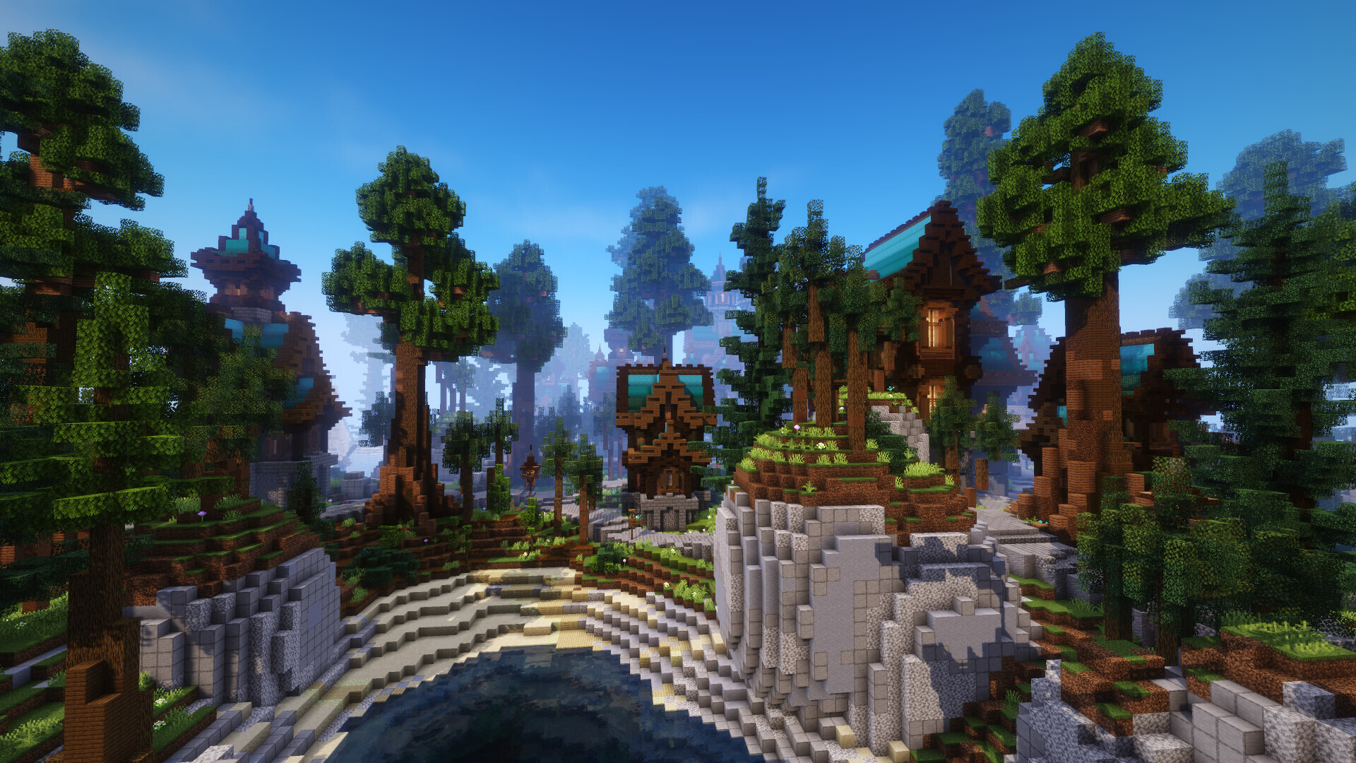 Blue Forest Beautiful Lobby 500x500 Hub Minecraft Map