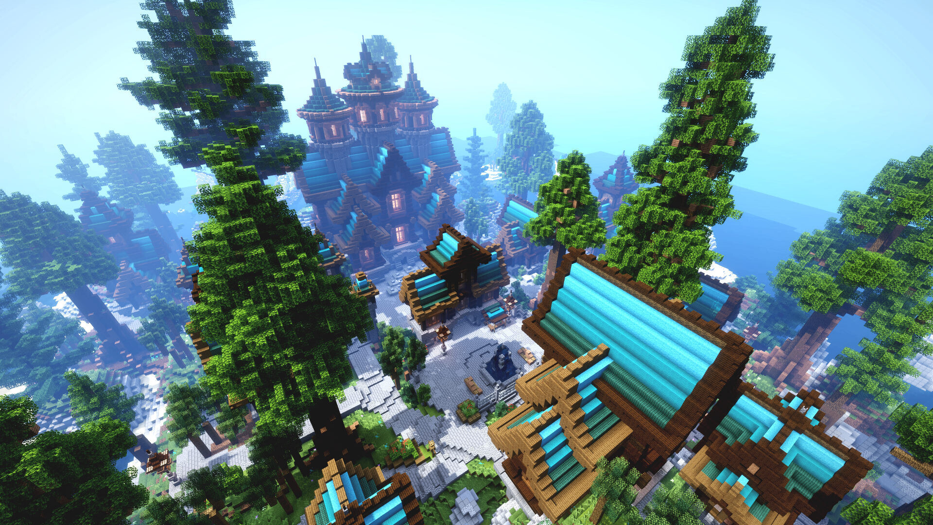 Blue Forest Beautiful Lobby 500x500 Hub Minecraft Map