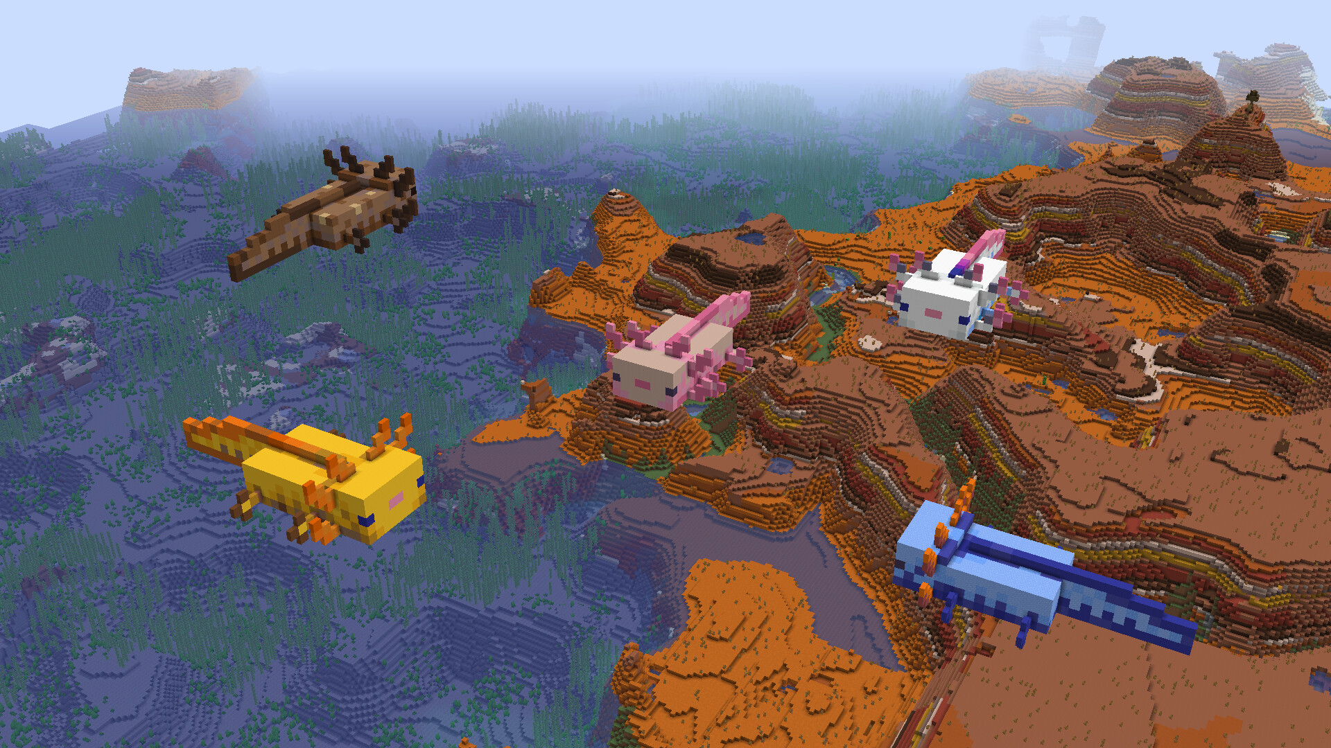 Axolotl Mob Statues Minecraft Map