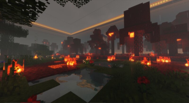 The Nether is spreading to the overworld in the PvP Arena Minecraft Map