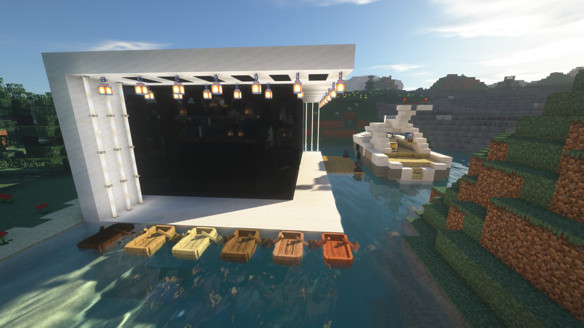 Riverside Modern House With Yacht Minecraft Map