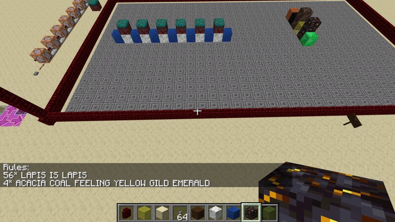 "Baba is You" text parsing system Minecraft Map