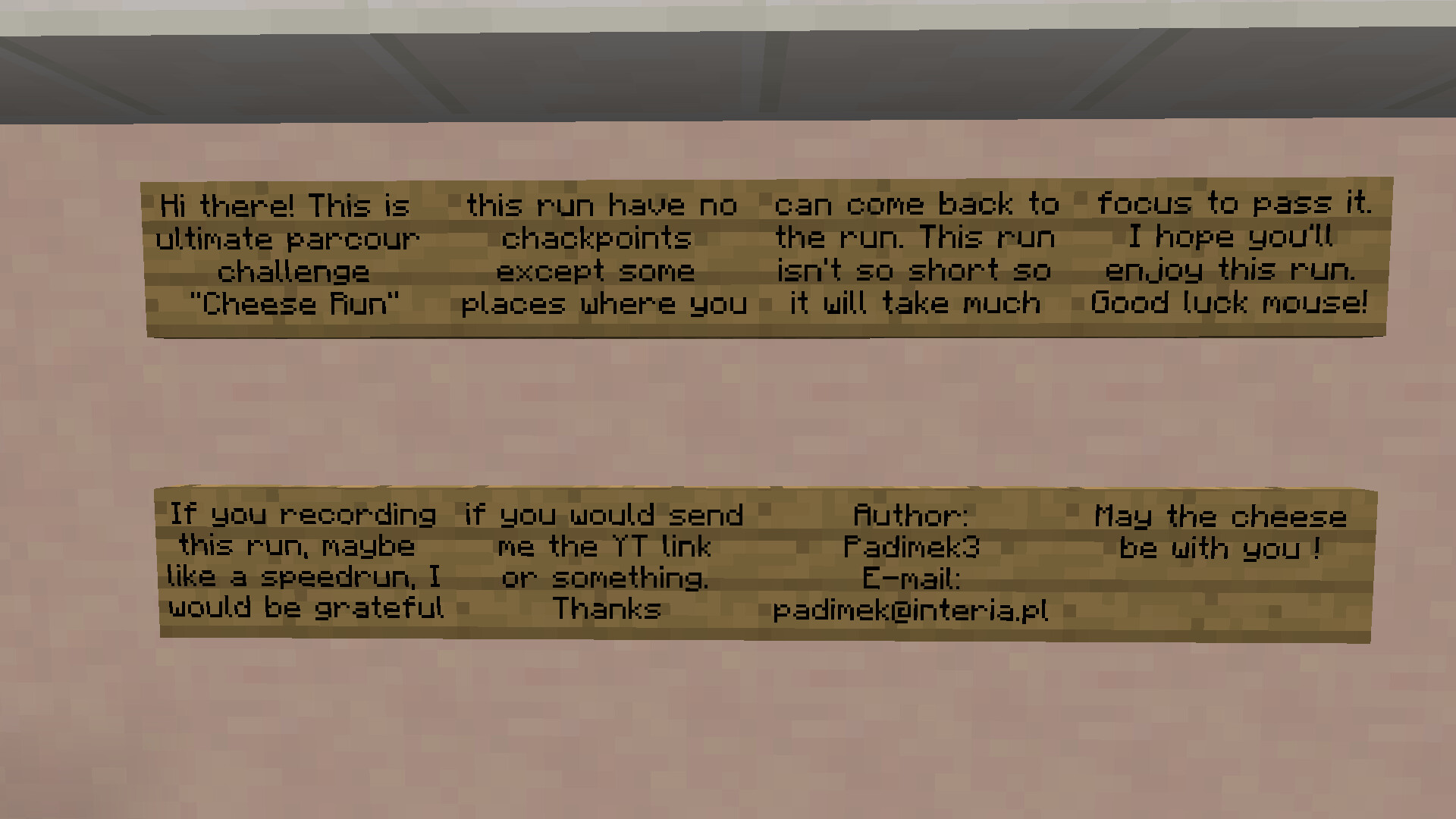 Ultimate Parcour Challange "Cheese Run" Minecraft Map