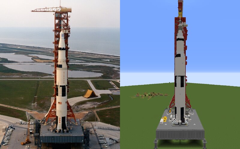 NASA Saturn V Rocket & Mobile Launcher Platform (1.16.5 Java Edition ...