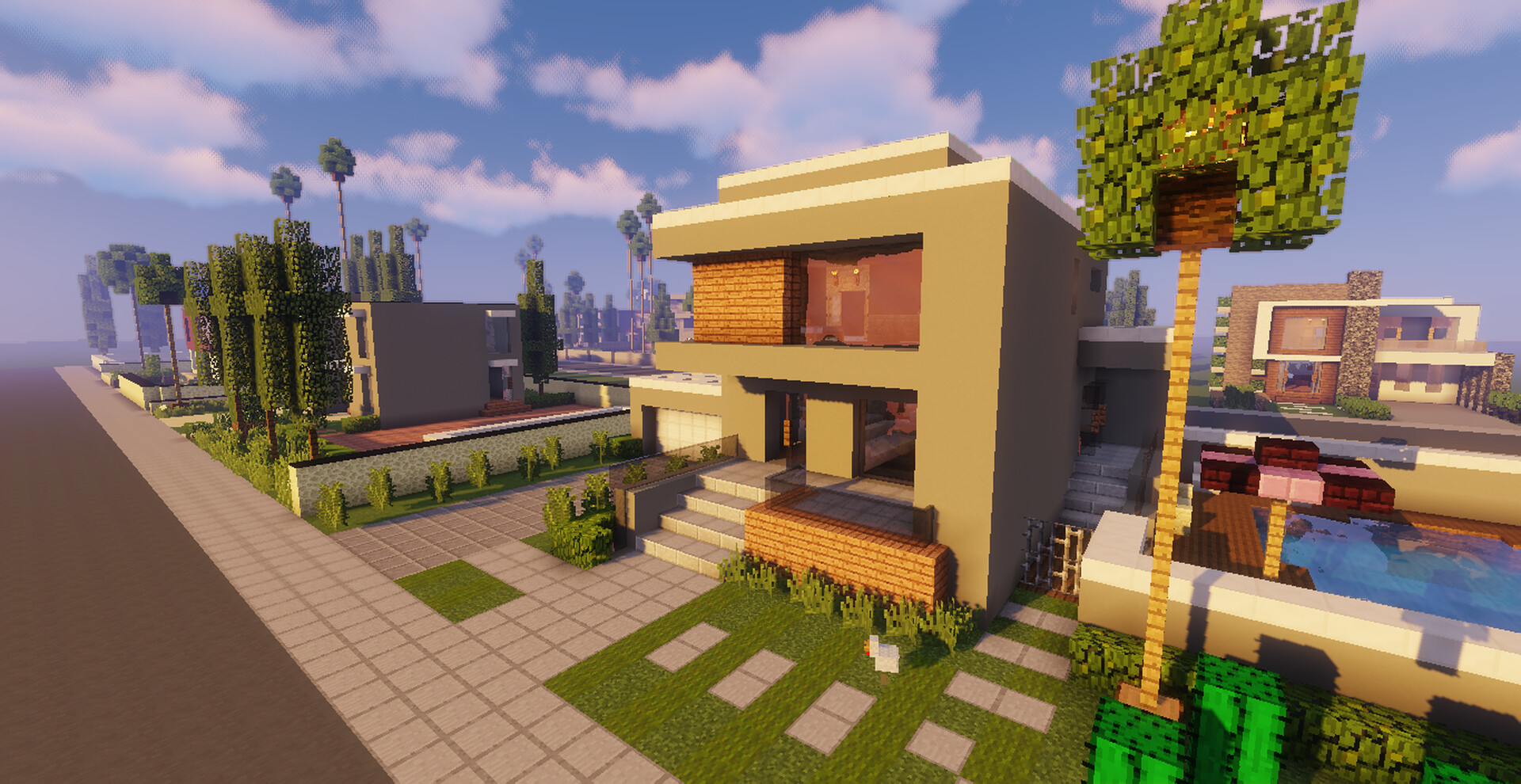 Modern Neighborhood Map + Pack #4 (10 Houses) Minecraft Map