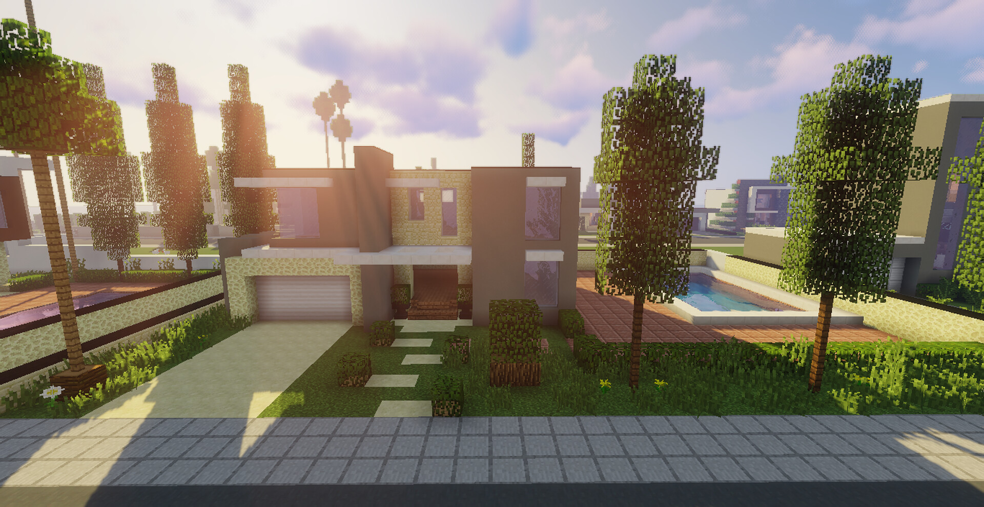 Modern Neighborhood Map + Pack #4 (10 Houses) Minecraft Map