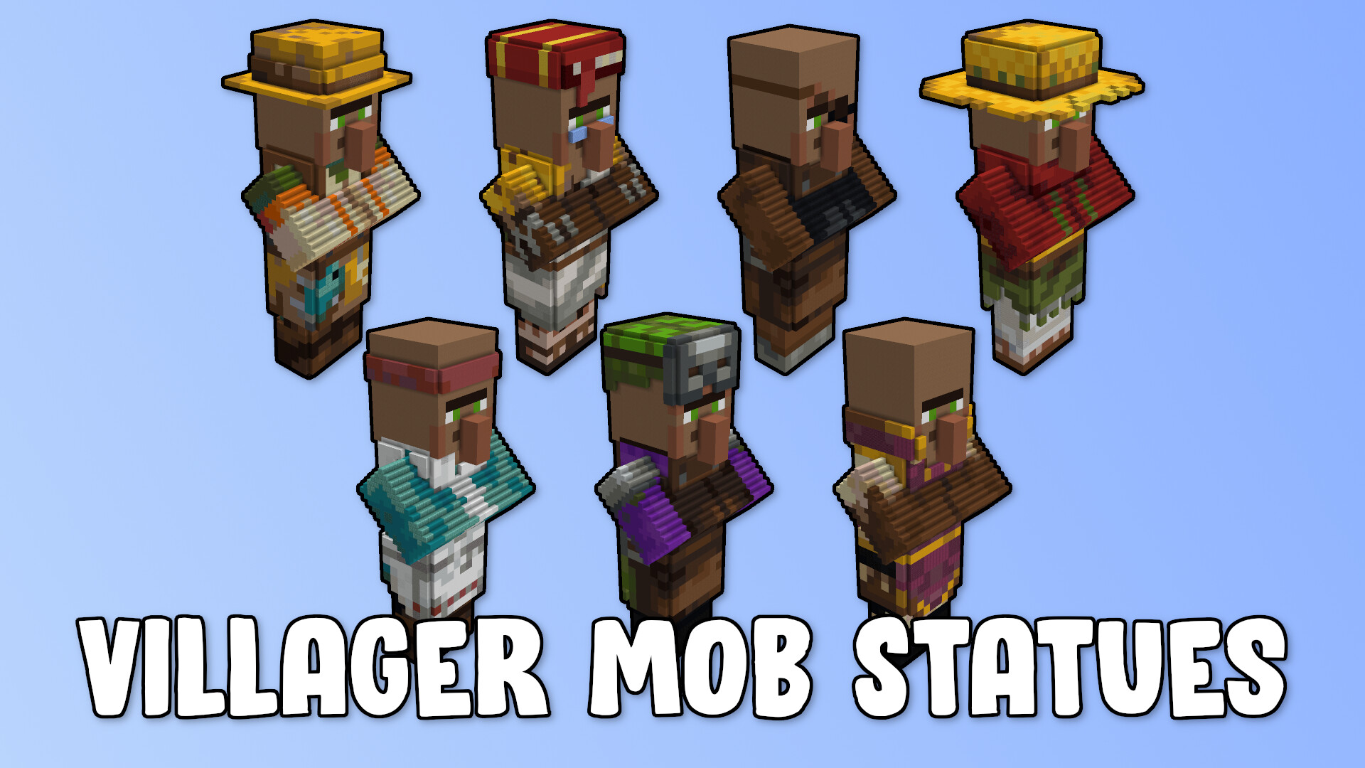 105 Villager Mob Statues Minecraft Map