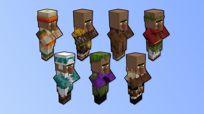 105 Villager Mob Statues Minecraft Map