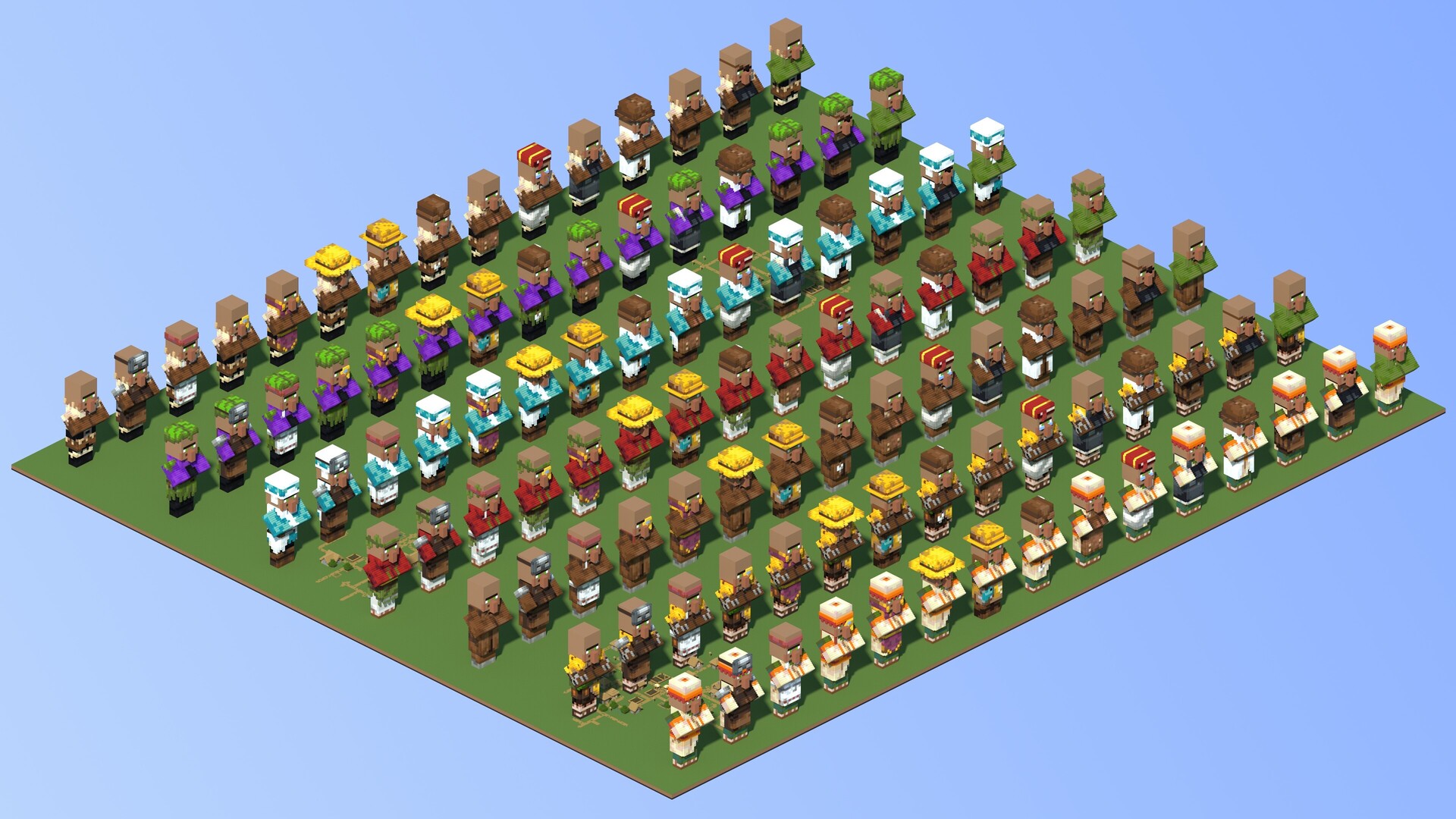 105 Villager Mob Statues Minecraft Map