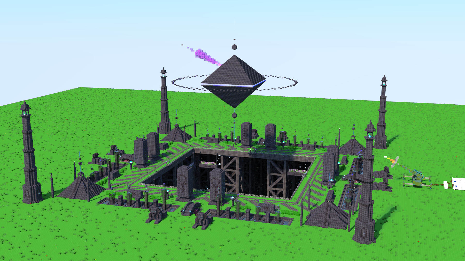 Truck-Mounted Railgun Shooting Alien Temple Complex Minecraft Map