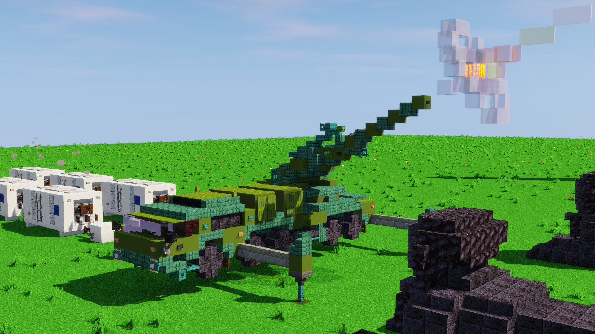 Truck-Mounted Railgun Shooting Alien Temple Complex Minecraft Map