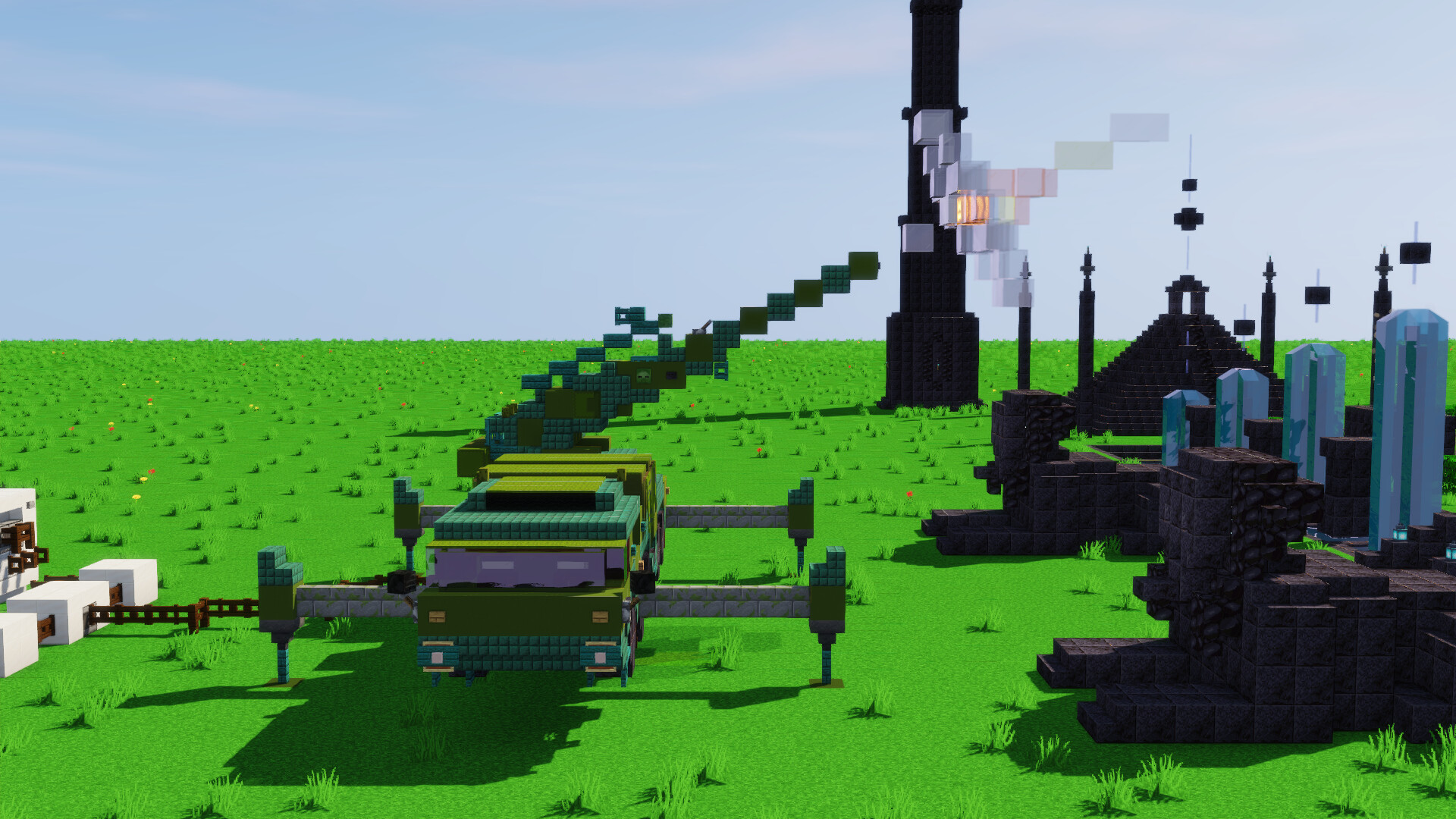Truck-Mounted Railgun Shooting Alien Temple Complex Minecraft Map