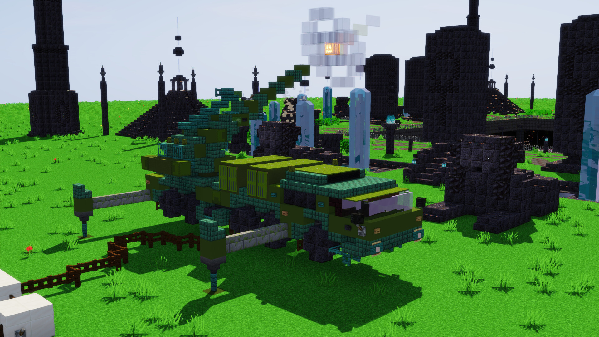 Truck-Mounted Railgun Shooting Alien Temple Complex Minecraft Map