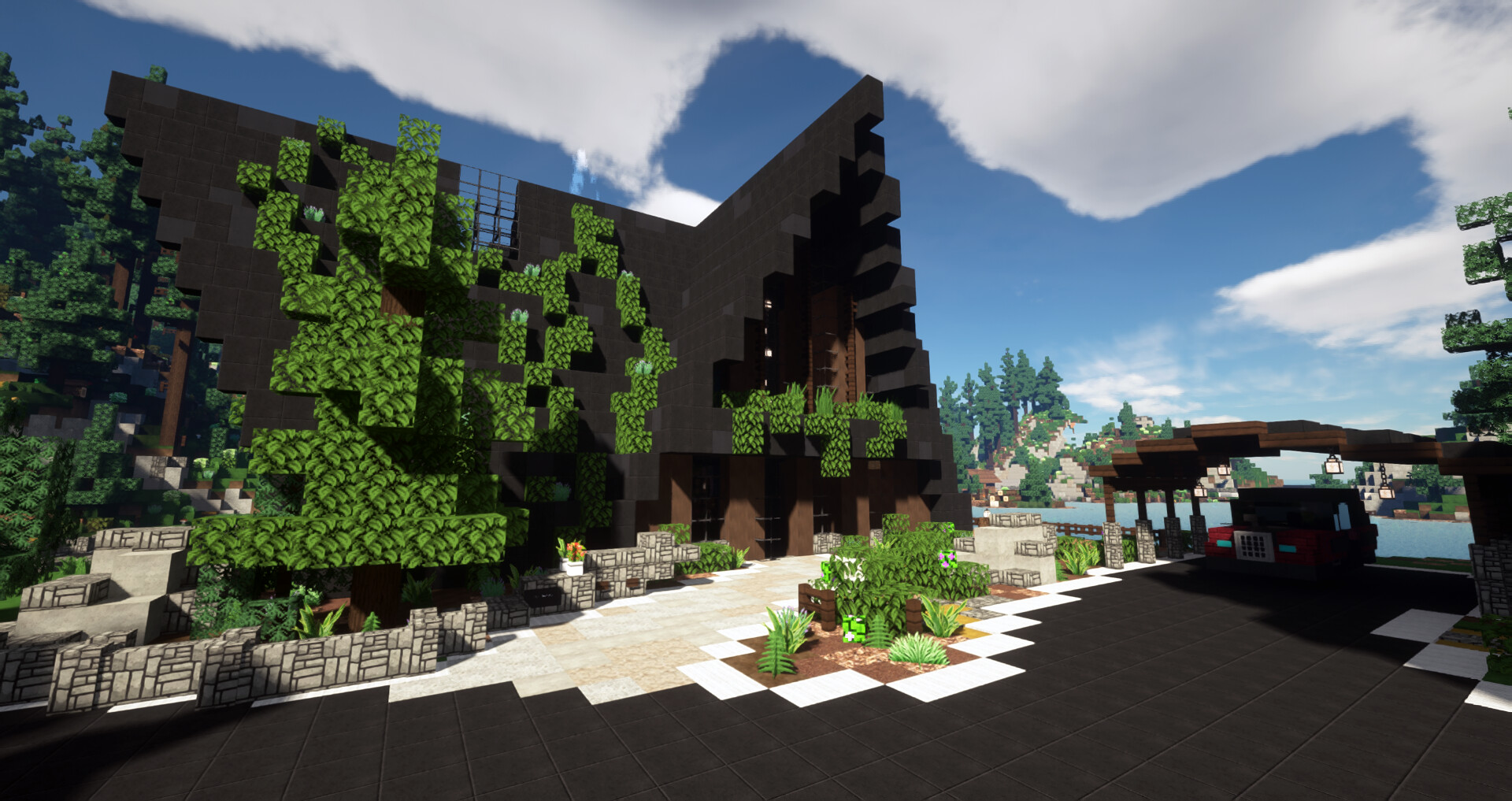 Modern Lake House | interiors + download Minecraft Map