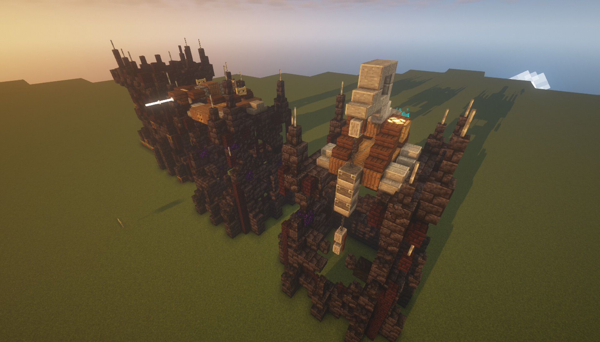 Dark Ruins Towers Build Idea - [Catapult and Ballista] Minecraft Map