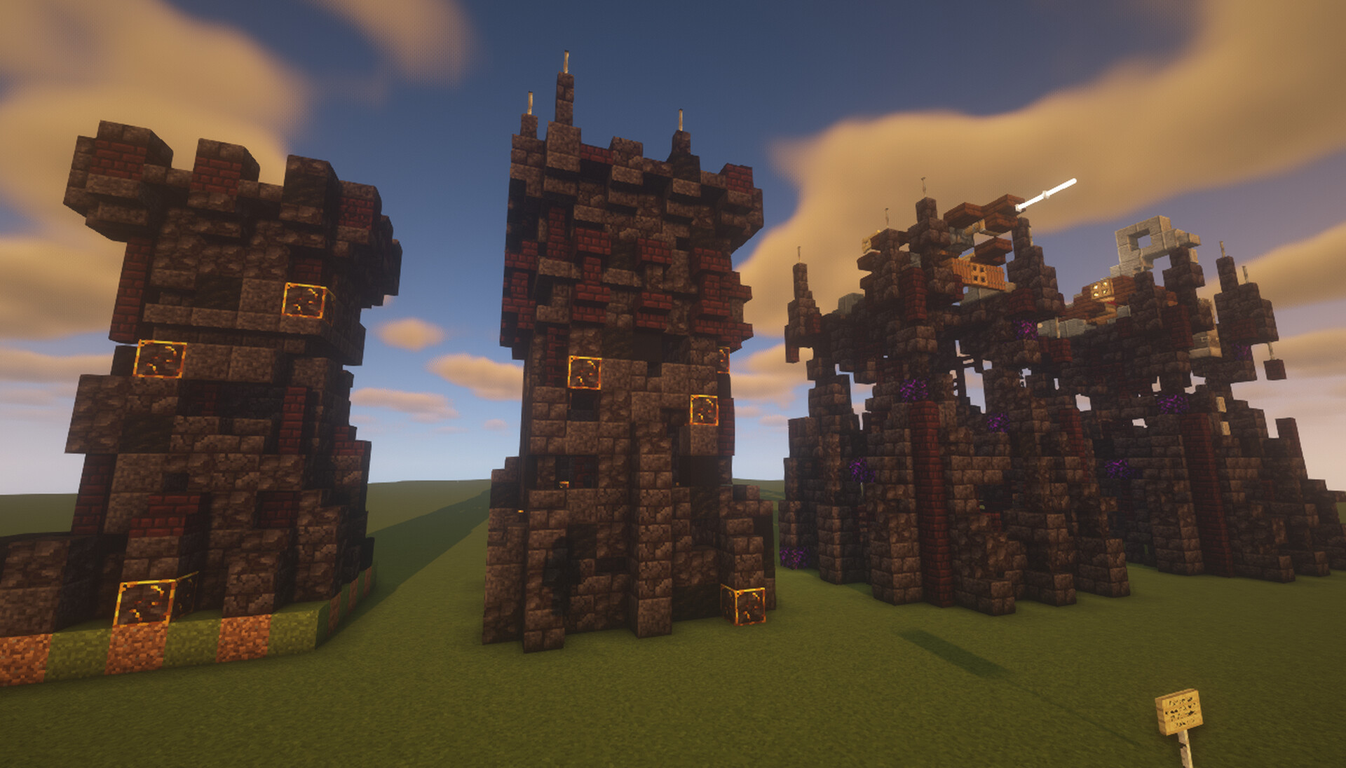Dark Ruins Towers Build Idea - [Catapult and Ballista] Minecraft Map