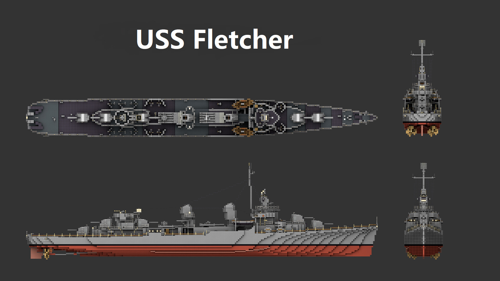 2:1 Scale USS Fletcher Minecraft Map