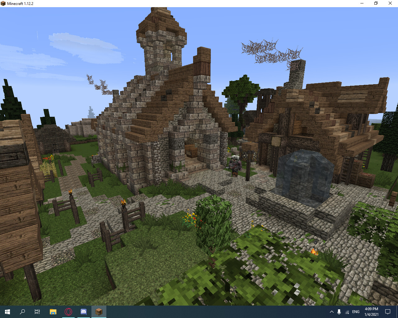 Medieval Village with walls around it, Fortified Minecraft Map