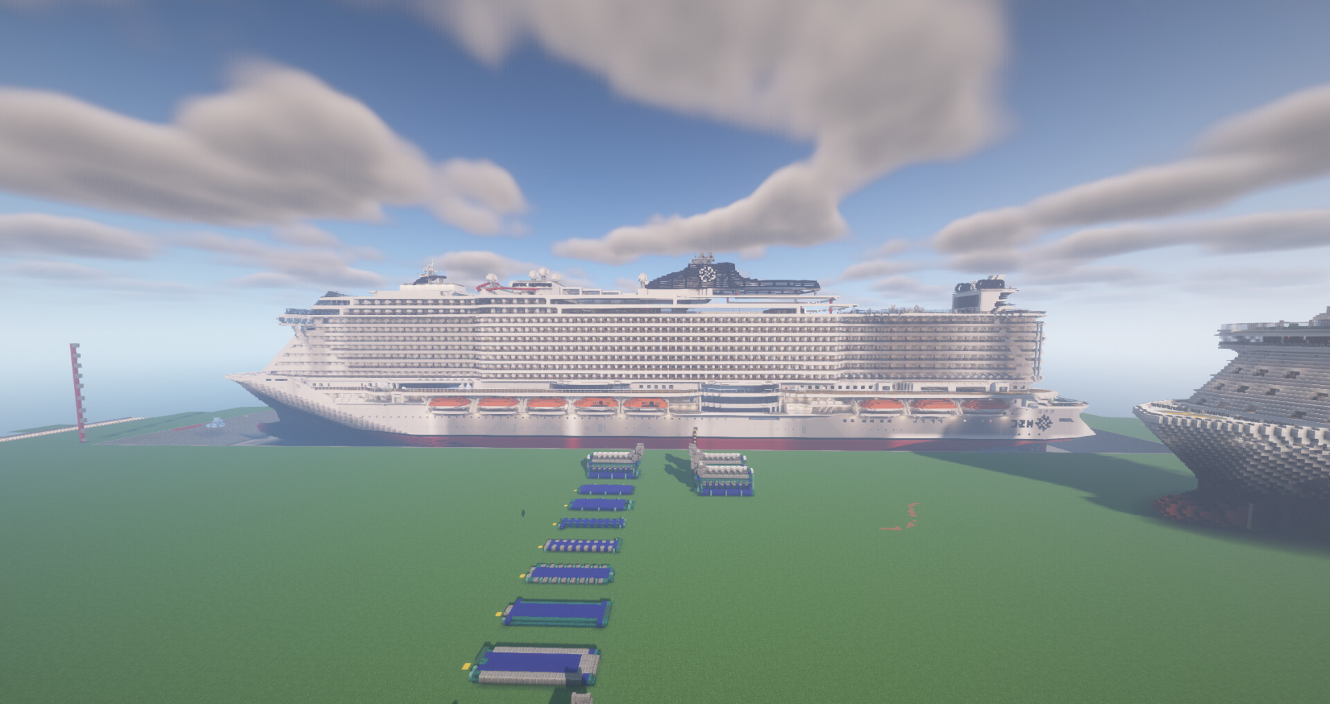 Sneak peak of my work in progress MSC Seaside 1.5:1 scale Minecraft Map
