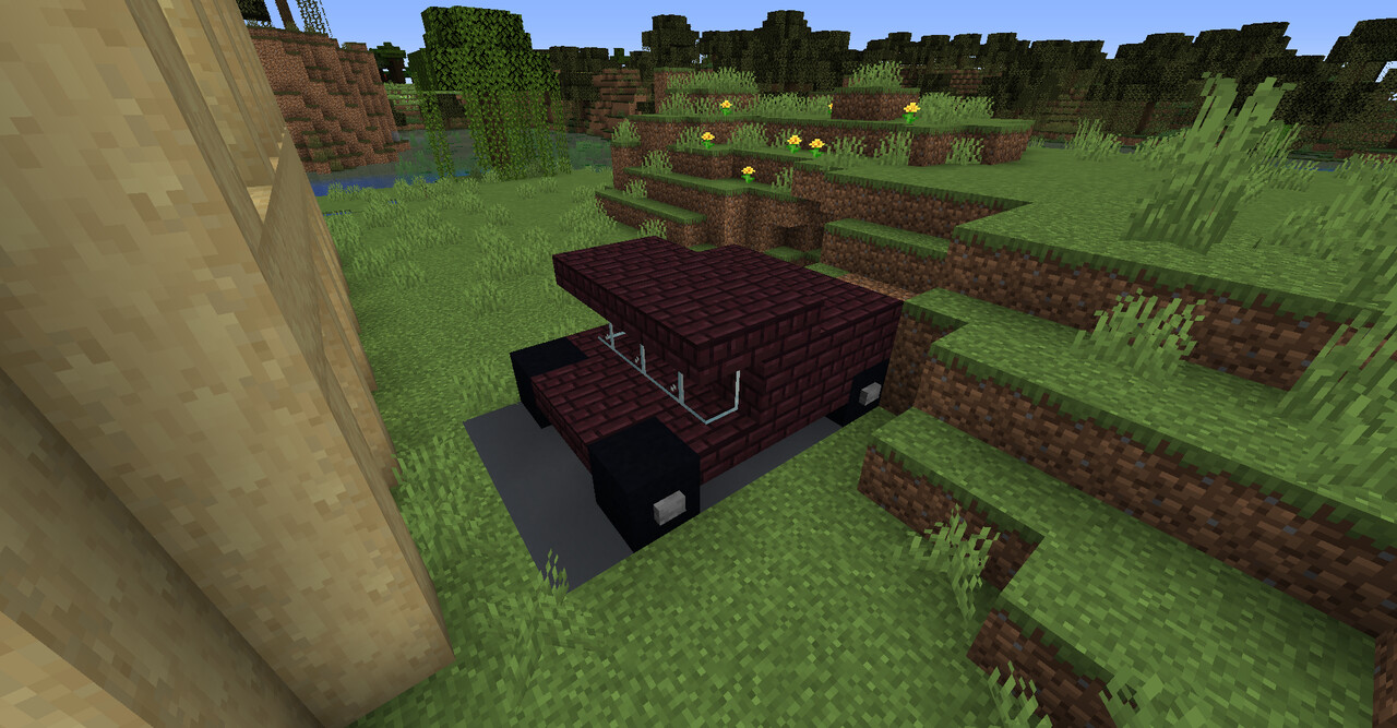 Luxury modern house with car, swimming pool, and Jacuzzi. Minecraft Map