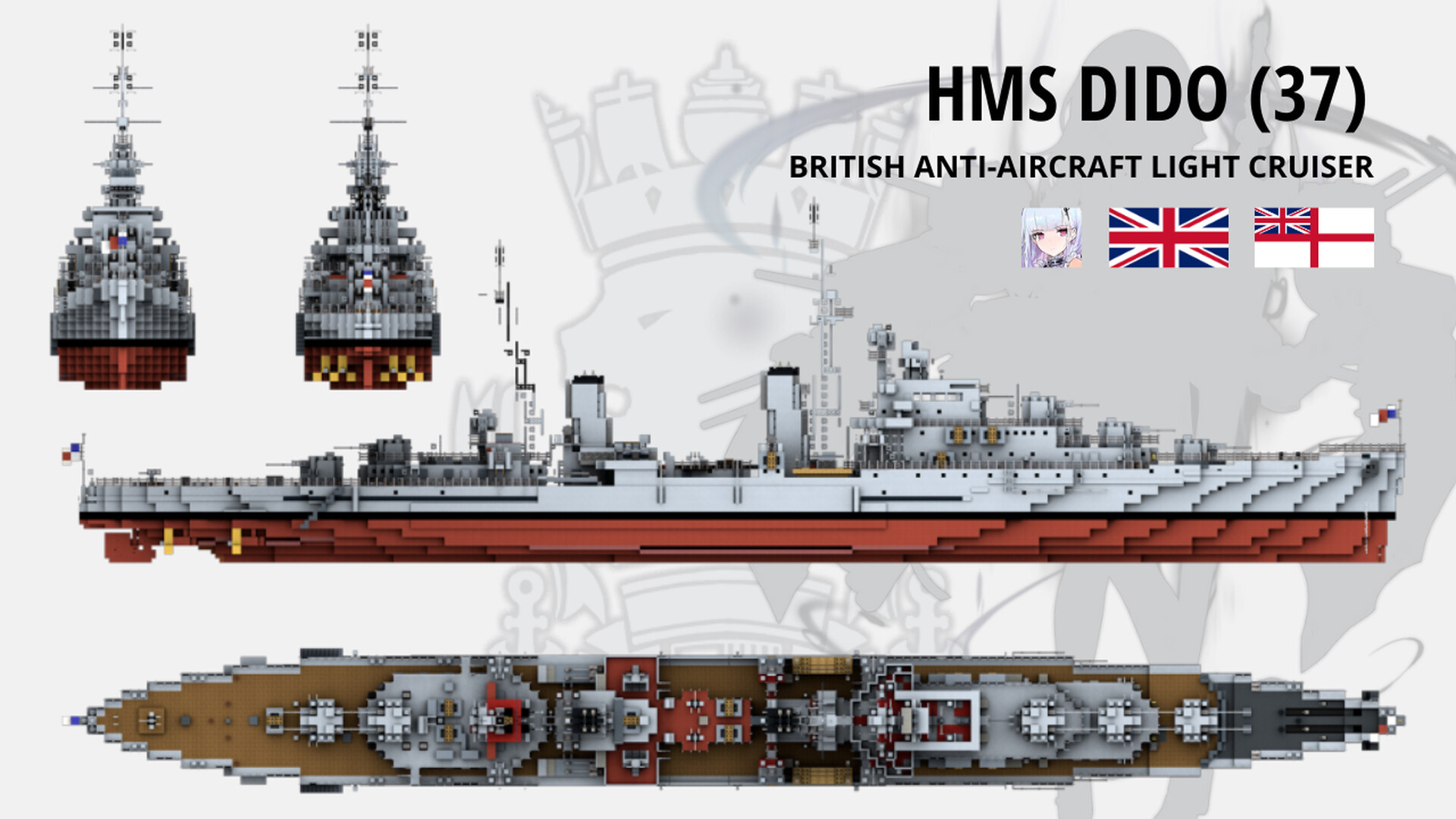 Royal Navy HMS Dido (37) [Scale 1:1] Minecraft Map
