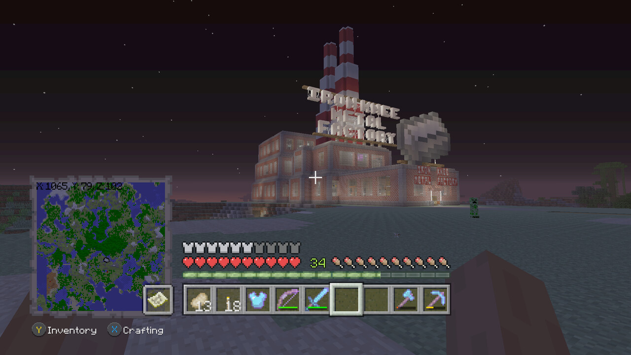 "Iron Knee Metal Factory" survival based iron farm Minecraft Map